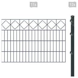 Doppelstabmattenzaun Arvotec "ESSENTIAL 80 zum Einbetonieren "Karo" mit Zierleiste", grau (anthrazit), H:80cm, Kunststoff, Stahl, Zaunelemente, Zaunh&ouml;he 80 cm, Zaunl&auml;nge 2 - 60 m