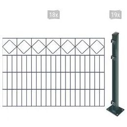Doppelstabmattenzaun Arvotec "EASY 80 zum Aufschrauben "Karo" mit Zierleiste", grau (anthrazit), H:80cm, Kunststoff, Stahl, Zaunelemente, Zaunh&ouml;he 80 cm, Zaunl&auml;nge 2 - 60 m