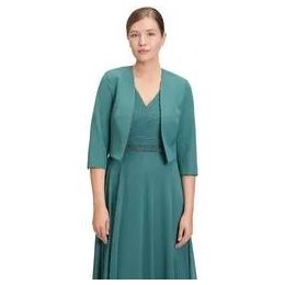 Bolerojacke Vera Mont "Damen mit Kellerfalten", Damen, Gr. 44, gr&uuml;n (schwarz emerald), Satin, Obermaterial: 90% Polyester, 10% Elasthan, tailliert, V-Ausschnitt, Jacken