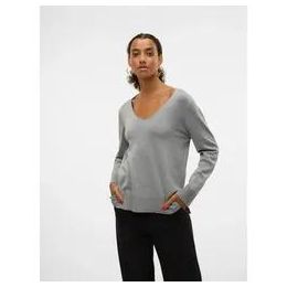 V&eacute;ro Moda Strickpullover VERO MODA "VMSILJE LS V-NECK PULLOVER GA NOOS", Damen, Gr. XL, schwarz, Strick, Obermaterial: 77% Viskose, 23% Polyester, unifarben, loose fit normal, V-Ausschnitt, Pullover Strickpullover