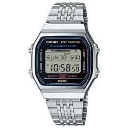 Smartwatch Casio VINTAGE, schwarz (edelstahlfarben, schwarz, edelstahlfarben, schwarz), Smartwatches, Smartwatch, Armbanduhr, Herrenuhr, Damenuhr, Bluetooth,Stoppfunktion,Schrittz&auml;hler