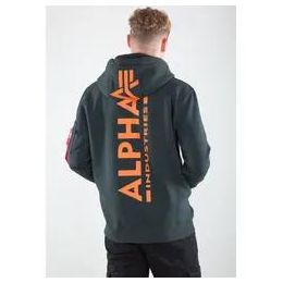 Kapuzensweatshirt Alpha Industries "BACK PRINT HOODY", Herren, Gr. S, blau (schwarz petrol), angeraute Sweatware, Obermaterial: 80% Baumwolle, 20% Polyester, bedruckt, normal normal, Rundhals, Rippb&uuml;ndchen, Sweatshirts, Baumwollmischung, regular fit