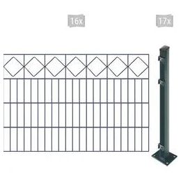 Doppelstabmattenzaun Arvotec "EASY 80 zum Aufschrauben "Karo" mit Zierleiste", grau (anthrazit), H:80cm, Kunststoff, Stahl, Zaunelemente, Zaunh&ouml;he 80 cm, Zaunl&auml;nge 2 - 60 m