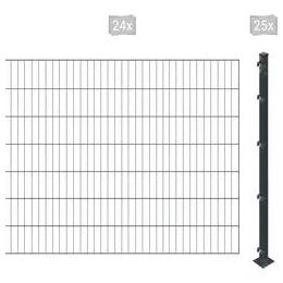 Einstabmattenzaun Arvotec "ESSENTIAL 140 zum Einbetonieren", grau (anthrazit), H:140cm, Kunststoff, Stahl, Zaunelemente, Zaunh&ouml;he 140 cm, Zaunl&auml;nge 2 - 60 m