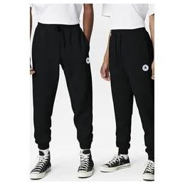 Jogginghose Converse "Converse GO-TO STANDARD FIT CHUCK TAYLOR PATCH PANTS", Herren, Gr. XS, N-Gr, schwarz, Jersey, Obermaterial: 80% Baumwolle, 20% Polyester, unifarben, Hosen Jogginghose