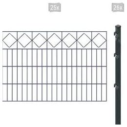 Doppelstabmattenzaun Arvotec "ESSENTIAL 80 zum Einbetonieren "Karo" mit Zierleiste", grau (anthrazit), H:80cm, Kunststoff, Stahl, Zaunelemente, Zaunh&ouml;he 80 cm, Zaunl&auml;nge 2 - 60 m