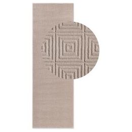 Designteppich ELLE DECORATION "Tourmaline", beige (creme beige), B:80cm H:9mm L:240cm, Polypropylen, Teppiche, Wohnzimmer, Schlafzimmer, L&auml;ufer, Hoch-Tief Effekt, Flur, Glanz