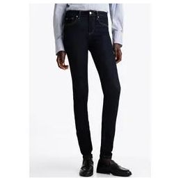 Skinny-fit-Jeans Tommy Hilfiger "HERITAGE COMO SKINNY RW", Damen, Gr. 32, L&auml;nge 30, blau (nos rinse), Denim/Jeans, Obermaterial: 95% Baumwolle, 4% Elastomultiester, 1% Elasthan, unifarben, figurbetont lang, Jeans, mit Tommy Hilfiger Logo-Badge, 5-Pocket-Stil