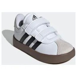 Klettschuh Adidas SPORTSWEAR "VL COURT 3.0 KIDS", M&auml;dchen, Gr. 23, schwarz-wei&szlig; (cloud wei&szlig;, core schwarz, grau one), Leder, Synthetik, Schuhe Klettschuh, inspiriert vom Design des Adidas samba, f&uuml;r Kinder