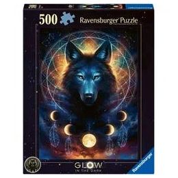 Puzzle Ravensburger "Glow in the Dark, Leuchtender Wolf", bunt, Puzzles, KinderB:36cm H:49cm, Pappe, Made in Germany, B:36cm H:49cm