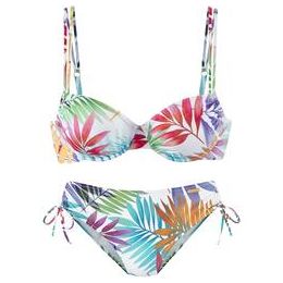 B&uuml;gel-Bikini Lascana, Damen, Gr. 42, Cup E, wei&szlig; (wei&szlig; bedruckt), Obermaterial: 86% Polyamid, 14% Elasthan. Futter: 100% Polyamid, bedruckt, Bikini-Sets B&uuml;gel-Bikini, mit Doppeltr&auml;gern
