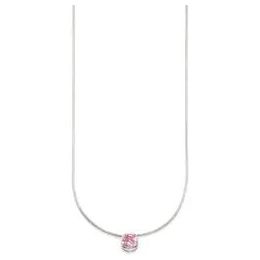 Kette mit Anh&auml;nger Bruno Banani "Schmuck Geschenk Silber 925 Halsschmuck Halskette Schlangenkette Stein", bunt (silberfarben, pink), Halsketten, Damen, Silber 925 (Sterlingsilber), L: 45, mit Zirkonia (synth.), Korund (synth.) oder Spinell (synth.)