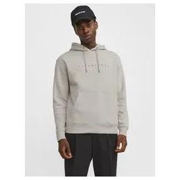 Jack & Jones Kapuzensweatshirt JACK & JONES "JJESTAR mit 3D-Print und Kapuze f&uuml;r vielseitige Anl&auml;sse", Herren, Gr. XXL, wei&szlig; (moonbeam), angeraute Sweatware, Obermaterial: 70% Baumwolle, 30% Polyester, bedruckt, relaxed fit normal, Rundhals, Rippb&uuml;ndchen, Sweatshirts, Baumwollmischung, relaxed fit