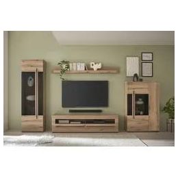 Wohnwand Home Affaire "Cantara, moderne Anbauwand, Wohnzimmer-Set, in Eiche Evoke oder Wei&szlig;", eiche evoke, B:350cm H:200cm T:42cm, Holzwerkstoff, Kastenm&ouml;bel-Sets, Wohnwand, enth&auml;lt zwei Vitrinen, ein Lowboard und ein Wandboard, Topseller