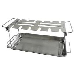 Grillguthalter Tepro, silberfarben, B:44,2cm H:12,8cm T:15,8cm, Edelstahl, Backbleche, H&auml;nchenhalter f&uuml;r bis zu 18 Schenkel oder -Fl&uuml;gel
