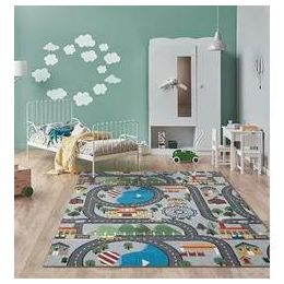 Teppich the carpet "Happy Life", grau, B:160cm H:4mm L:220cm, Polyester, Teppiche, Teppich, Life Kinderzimmer Teppich Spielteppich pflegeleicht
