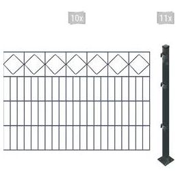 Doppelstabmattenzaun Arvotec "ESSENTIAL 80 zum Aufschrauben "Karo" mit Zierleiste", grau (anthrazit), H:80cm, Kunststoff, Stahl, Zaunelemente, Zaunh&ouml;he 80 cm, Zaunl&auml;nge 2 - 60 m