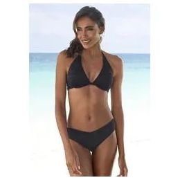 B&uuml;gel-Bikini-Top Lascana "Omara", Damen, Gr. 42, Cup B, schwarz, Microfaser, Recycling-Polyamid, unifarben, Bikini-Oberteile, mit Lochstickerei