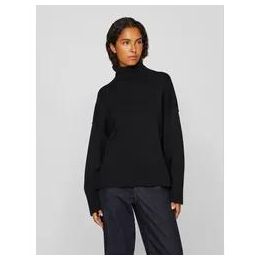 Rollkragenpullover Vila "VIOSTRIA ROLLNECK L/S KNIT TOP-NOOS", Damen, Gr. XS, schwarz (schwarz beauty), Strick, Obermaterial: 70% Viskose, 30% Polyester, unifarben, regular fit h&uuml;ftlang, Rundhals, Rippstrickb&uuml;ndchen, Pullover Rollkragenpullover