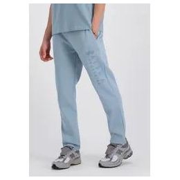 Jogginghose Alpha Industries "Embroidery Jogger", Herren, Gr. S, Normalgr&ouml;&szlig;en, bunt (graublau), Obermaterial: 80% Baumwolle, 20% Polyester, Hosen Jogginghose