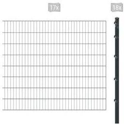 Einstabmattenzaun Arvotec "ESSENTIAL 160 zum Aufschrauben", grau (anthrazit), H:160cm, Kunststoff, Stahl, Zaunelemente, Zaunh&ouml;he 160 cm, Zaunl&auml;nge 2 - 60 m
