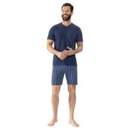 Shorty Mey "Straight", Herren, Gr. M, blau (yacht blau), Single Jersey, Obermaterial: 100% Baumwolle, bequem kurz, V-Ausschnitt, Homewear-Sets Shorty, Kurzarm-Shirt mit Brusttasche