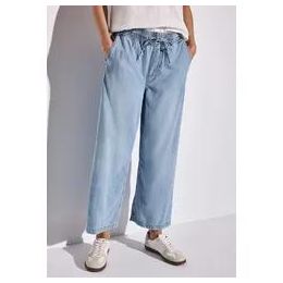 Weite Jeans Street One, Damen, Gr. 27, L&auml;nge 26, blau (light blau clean), Denim/Jeans, Obermaterial: 50% Baumwolle, 50% Lyocell, unifarben, lang, Jeans, mit elastischem Bund und Tunnelzug, Topseller