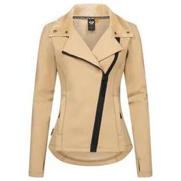 Sweatjacke Ragwear "Saskie", Damen, Gr. M (38), grau (taupe), 95% Polyester, 5% Elasthan, figurumspielend h&uuml;ftlang, hoch geschlossener Ausschnitt, eng normaler Saum mit Daumenl&ouml;chern, Sweatjacken Sweatjacke, Modische Damen Kapuzenjacke mit kuschlig weichem Innenfutter