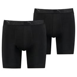 Langer Boxer Puma "Puma MEN SPORT MICROFIBER LONG BOXERS", Damen, Gr. S, schwarz, Obermaterial: 88% Polyester, 12% Elasthan, bedruckt, unifarben, normal, Unterhosen, mit Logo-Bund