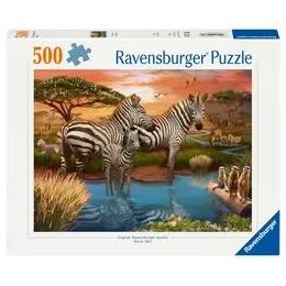 Puzzle Ravensburger "Zebras am Wasserloch", bunt, Puzzles, KinderB:49cm H:36cm, Pappe, Made in Germany, B:49cm H:36cm