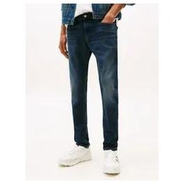 Tommy Hilfiger Slim-fit-Jeans TOMMY JEANS "Austin Slim Tapered", Herren, Gr. 30, L&auml;nge 32, blau (schwarz denim), Denim/Jeans, Obermaterial: 92% Baumwolle, 6% Polyester, 2% Elasthan, slim fit, Jeans Slim-fit-Jeans, zum Kn&ouml;chel hin schmaler werdende Jeans mit mittlerer Leibh&ouml;he
