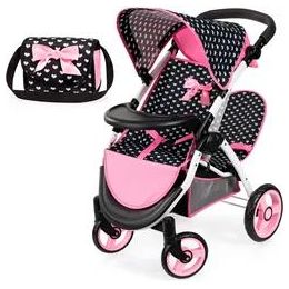 Puppen-Zwillingsbuggy BAYER "Twin Star, schwarz", schwarz, Puppenwagen, KinderB:41cm H:60cm T:68cm, Kunststoff, Metall, Stoff, mit Wickeltasche, B:41cm H:60cm T:68cm