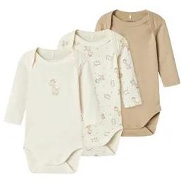 Body name it "NBNBODY 3P LS JET STREAM GIRAFFE NOOS", Jungen, Gr. 68, N-Gr, gr&uuml;n (jet stream), Sweatware, Obermaterial: 100% Baumwolle, bedruckt, Rundhals, Bodys Body