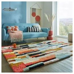 Wollteppich FLAIR RUGS "Zagora Shaggy", bunt, B:160cm H:13mm L:230cm, Wolle, Teppiche, aus 100% Wolle; Flokati Zottelflor