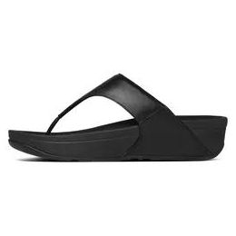 Dianette fitflop "LULU LEATHER TOEPOST", Damen, Gr. 40, schwarz, Rindsleder, unifarben, Schuhe Dianette, Pool Slides, Pantolette, Badeschuh mit Keilabsatz