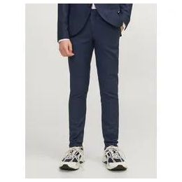 Jack & Jones Anzughose JACK & JONES JUNIOR "JPRSOLARIS TROUSER NOOS JNR", Jungen, Gr. 140, N-Gr, blau (schwarz navy), Web, Obermaterial: 59% Polyester, 24% Wolle, 16% Viskose, 1% Elasthan, unifarben, regular fit kn&ouml;chellang, Hosen Anzughose