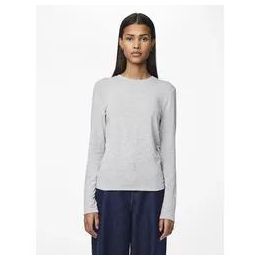 Langarmshirt Pieces "PCMARIA LS TOP NOOS BC", Damen, Gr. XL, grau (light grau melange), Jersey, Obermaterial: 64% Polyester, 33% Viskose, 3% Elasthan, meliert, unifarben, regular fit normal, Rundhals, Shirts Langarmshirt