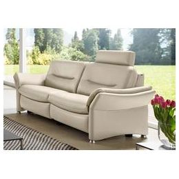 2,5-Sitzer Hukla "HU-SF15058 Ledersofa, Breite 194 cm", beige (torro ecru), B:194cm H:91cm T:92cm, Sofas, aus Leder, optional Kopfst&uuml;tze u. WallAway-Funktion