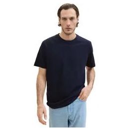 T-Shirt Tom Tailor, Herren, Gr. XXL, blau (sky captain blau), Single Jersey, Obermaterial: 95% Baumwolle, 5% Elasthan, unifarben, regular fit normal, Rundhals, Shirts T-Shirt, mit Pique Struktur