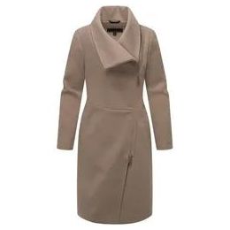 Kurzmantel Navahoo "Samtrose 14", Damen, Gr. XL (42), grau (taupe), Obermaterial: 90% Polyester, 10% Viskose. Innenfutter: 100% Polyester. &Auml;rmelfutter: 100% Polyester, figurumspielend knieumspielend, asymmetrischer Ausschnitt, &Auml;rmel ohne &Auml;rmelschlitz normaler Saum, M&auml;ntel Kurzmantel, Mantel in Woll-Optik mit asymmetrischem Rei&szlig;verschluss