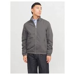 Jack & Jones Blouson JACK & JONES "JJERUSH Stylisch, funktional, ideal f&uuml;r Herbst, pflegeleicht", Herren, Gr. XL, grau (castlerock), Web, Obermaterial: 100% Polyester, unifarben, regular fit taillenbedeckt, ohne Ausschnitt, Rippb&uuml;ndchen, Jacken Blouson, mit stylischem Stehkragen