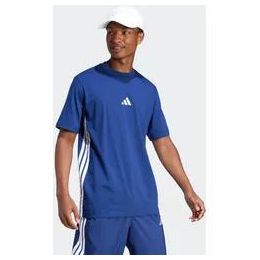T-Shirt Adidas SPORTSWEAR "ESSENTIALS 3-STREIFEN SINGLE JERSEY", Herren, Gr. XL, blau (dunkelblau, wei&szlig;), Obermaterial: 100% Baumwolle, normal, Rundhals, Shirts T-Shirt, mit Rundhalsausschnitt, aus Baumwolle, weiches Single Jersey