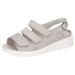 Waldl&auml;ufer Keilsandalette WALDL&Auml;UFER "M-WIOLA", Damen, Gr. 6,5, grau (hellgrau), Nubukleder, Veloursleder, metallic, Schuhe, Sandale, Sommerschuh, Komfortschuh mit Klett, M-Weite