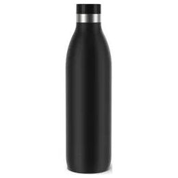 Isolierflasche Emsa "Trinkflasche Bludrop", schwarz, H:30cm, Edelstahl, Trinkflaschen, Isolierflasche, 1 Liter, auslaufsicher, 360-rundum-Trink&ouml;ffnung, 40 h kalt, 20 h warm
