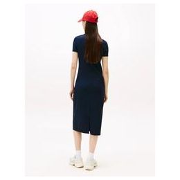 Tommy Hilfiger Jerseykleid TOMMY JEANS "TJW RIB BODYCON MIDI DRESS", Damen, Gr. XS (34), N-Gr, blau (schwarz night navy), Jersey, Obermaterial: 60% Polyester, 33% Viskose, 7% Elasthan, unifarben, figurbetont wadenlang, Rundhals, abgesteppt, Kleider Jerseykleid, mit gerippter Struktur
