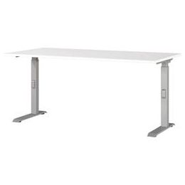 Schreibtisch Germania "Downey", wei&szlig; (wei&szlig;, silber, silber, wei&szlig;), B:160cm H:91cm T:80cm, Tische, Schreibtisch, h&ouml;henverstellbar von 68-91 cm, verf&uuml;gbar in verschiedenen Breiten