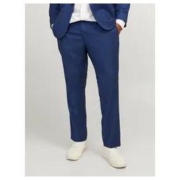 Jack & Jones PlusSize Anzughose "JPRSOLARIS TROUSER NOOS PLS", Herren, Gr. 66, N-Gr, blau (medieval blau), Web, Obermaterial: 59% Polyester, 24% Wolle, 16% Viskose, 1% Elasthan, JACK & JONES PLUSSIZE, unifarben, slim fit normal, Hosen Anzughose
