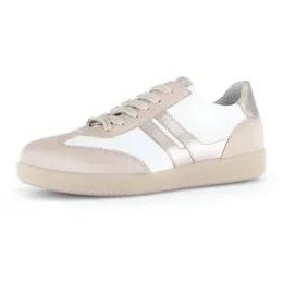 Sneaker Gabor, Damen, Gr. 40, beige (beige, wei&szlig;), Glattleder, Ziegenveloursleder, kontrastfarbene Details, Schuhe Sneaker, Freizeitschuh, Halbschuh, Schn&uuml;rschuh mit gepolstertem Schaftrand