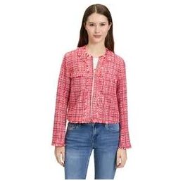 Jackenblazer Betty Barclay "Damen mit Fransen", Damen, Gr. 46, bunt (rot, pink), Obermaterial: 65% Polyacryl, 18% Baumwolle, 17% Polyester, normal normal, Rundhals, Blazer, Material