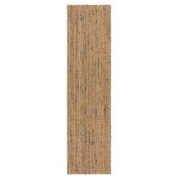 L&auml;ufer FLAIR RUGS "Jute Boucle", blau, B:60cm H:7mm L:300cm, Jute, Teppiche, L&auml;ufer, aus 100% Jute, mit Fransen, aus Naturfasern